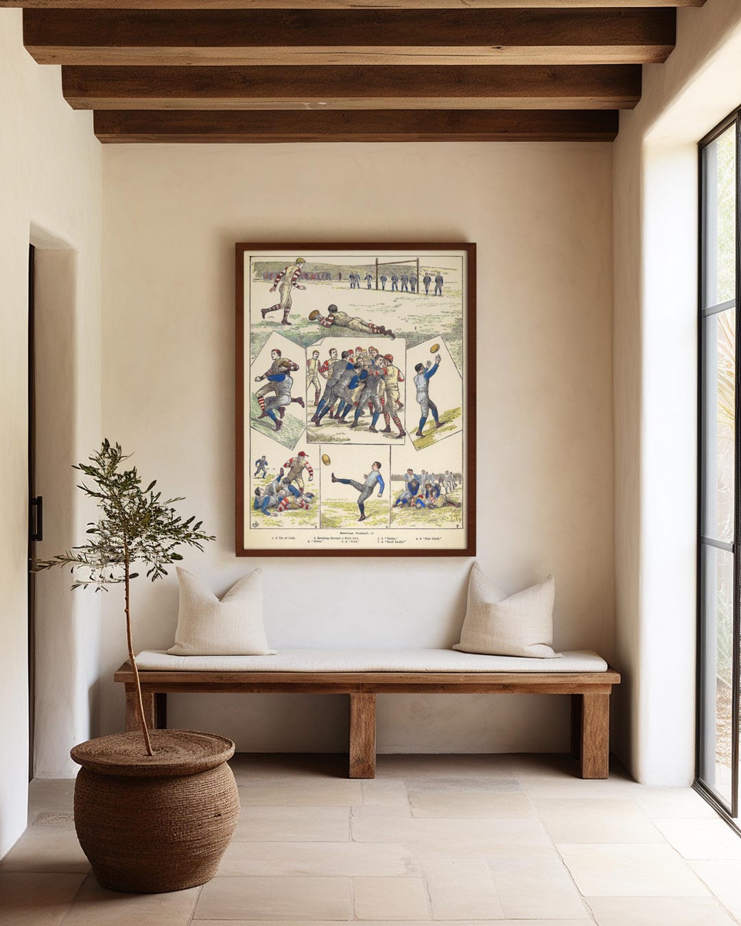 Vintage American Football Chart Print, Gridiron Poster, Wall Art Home ...