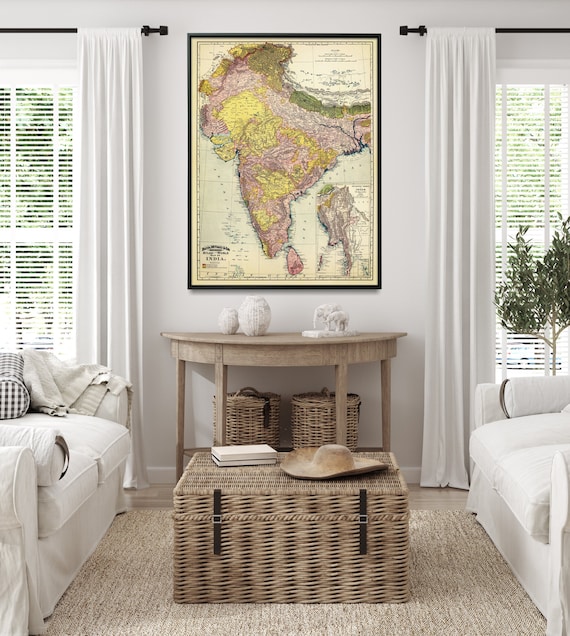 Old Map of India Vintage India Map India Poster Decor - Etsy