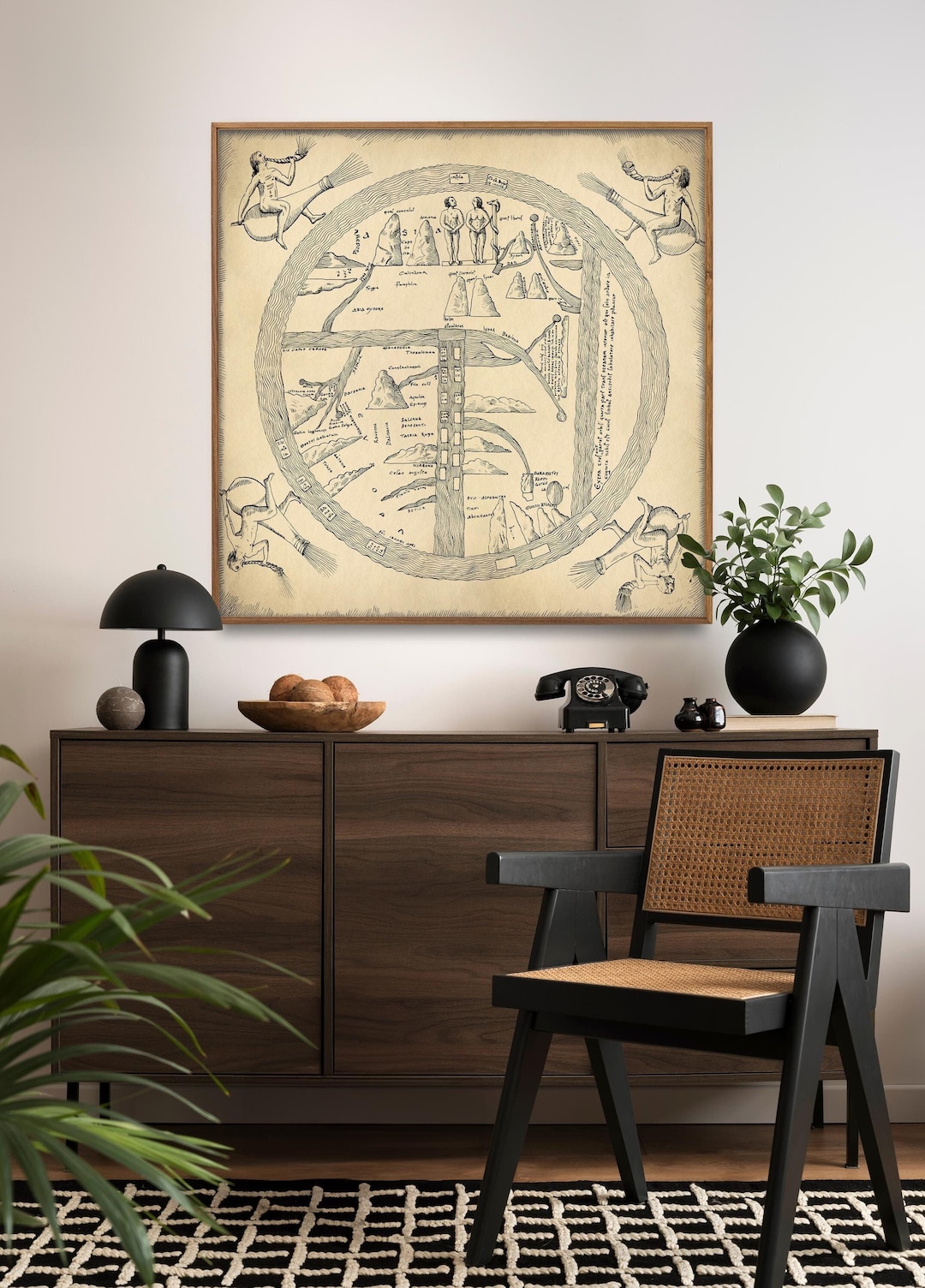 Turin Beatus Mappa Mundi, Ancient World Map Print, Square Wall Art Home ...