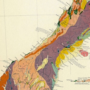 Vintage New Zealand Geology Map Print: 1873 Geological Sketch - Etsy