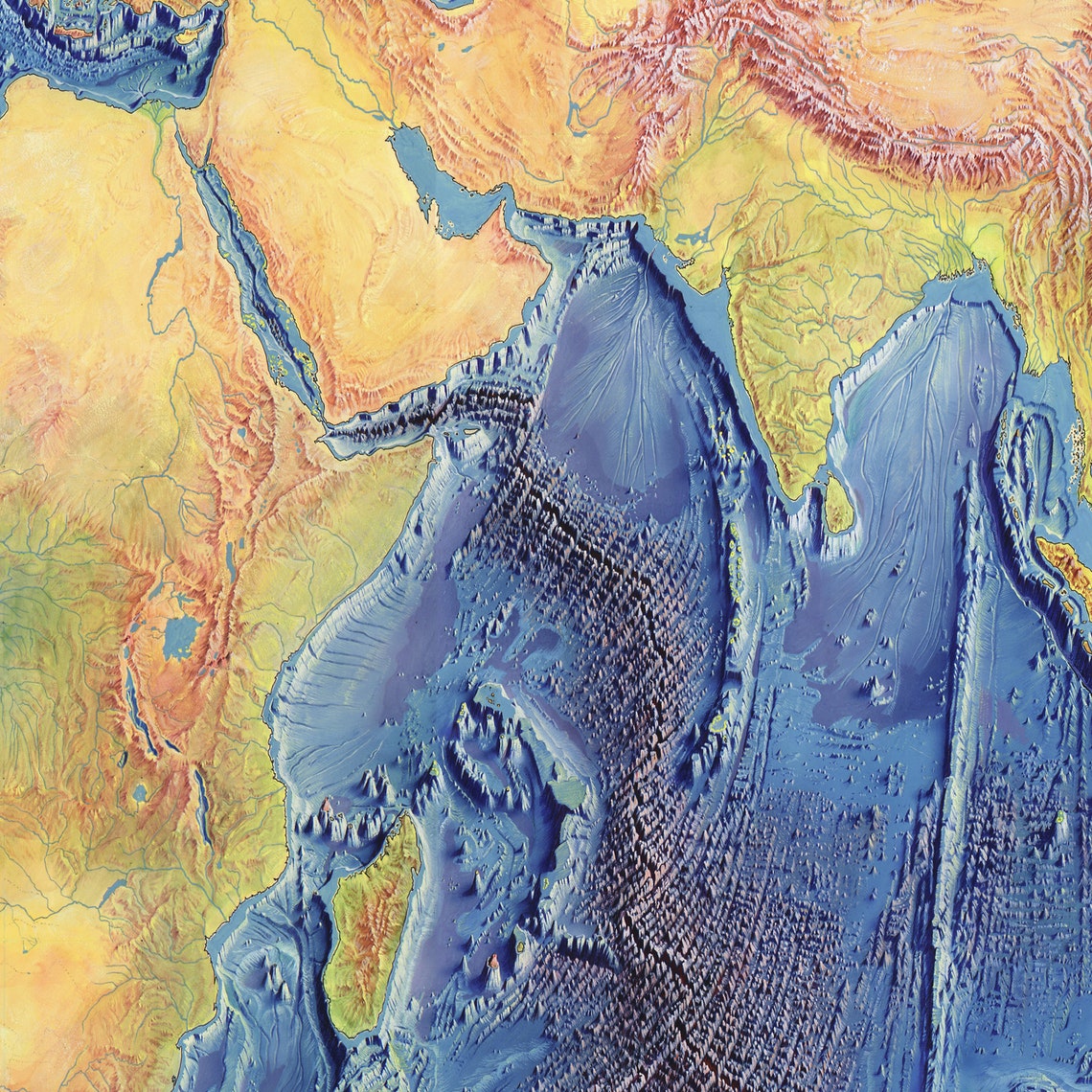 World Ocean Floor Map Large World Map Ocean Wall Art Ocean - Etsy