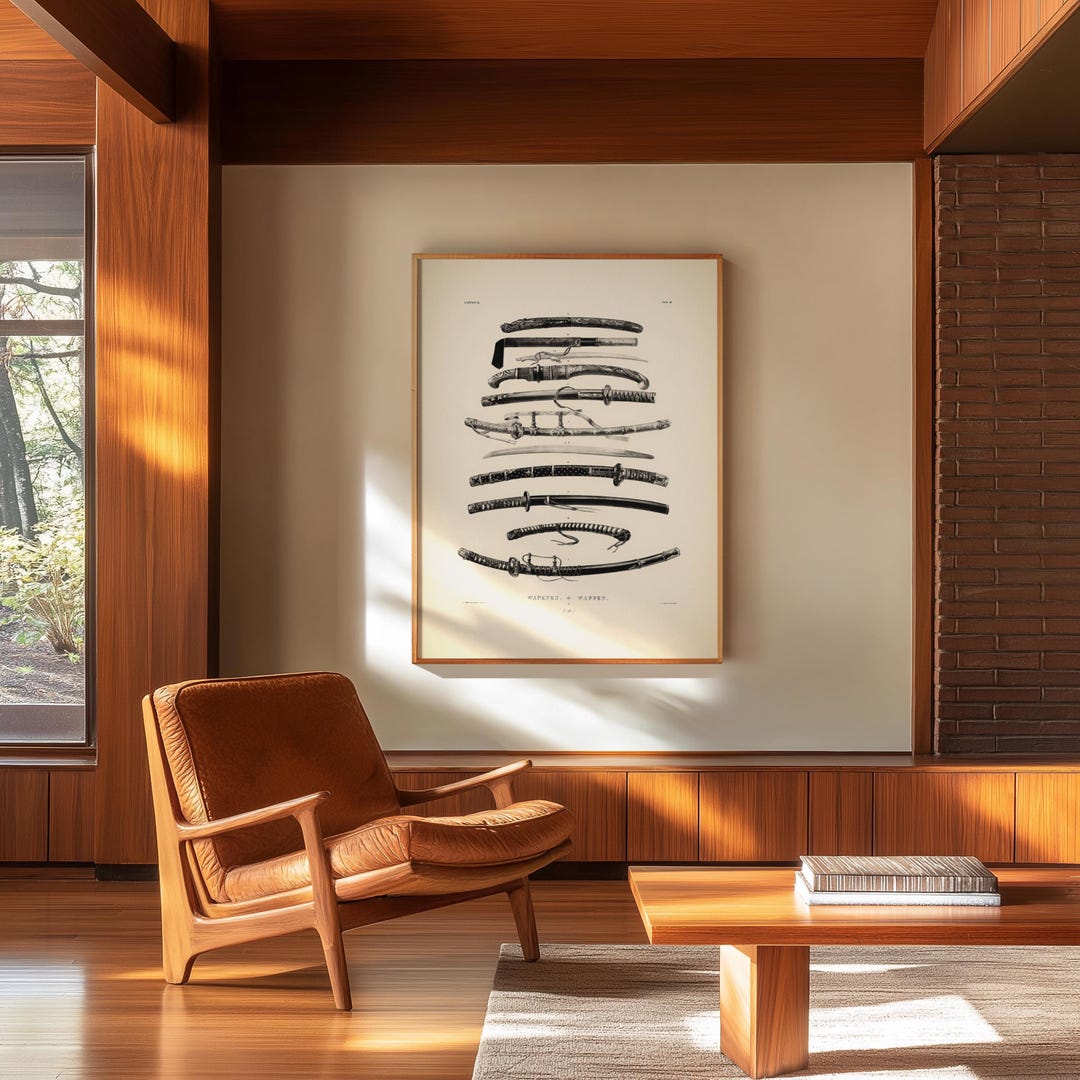 Vintage Samurai Katana Chart, Japanese Swords Poster, 1840 Edo Period ...