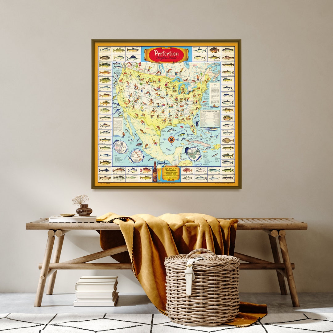 American Fish: Angler's Guide - Vintage Pictorial Fishing Map Print ...