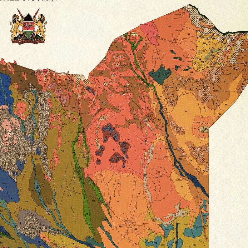 Kenya Map Soil Map of Kenya Geologic Map Kenya Art Gift - Etsy Singapore