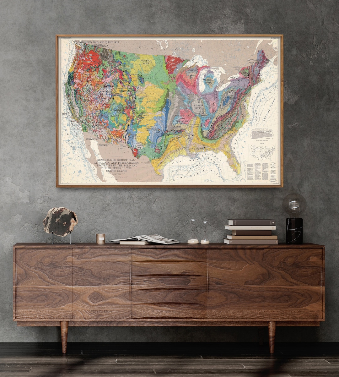 United States Vintage Geological Map Print| Large US Geology Poster ...