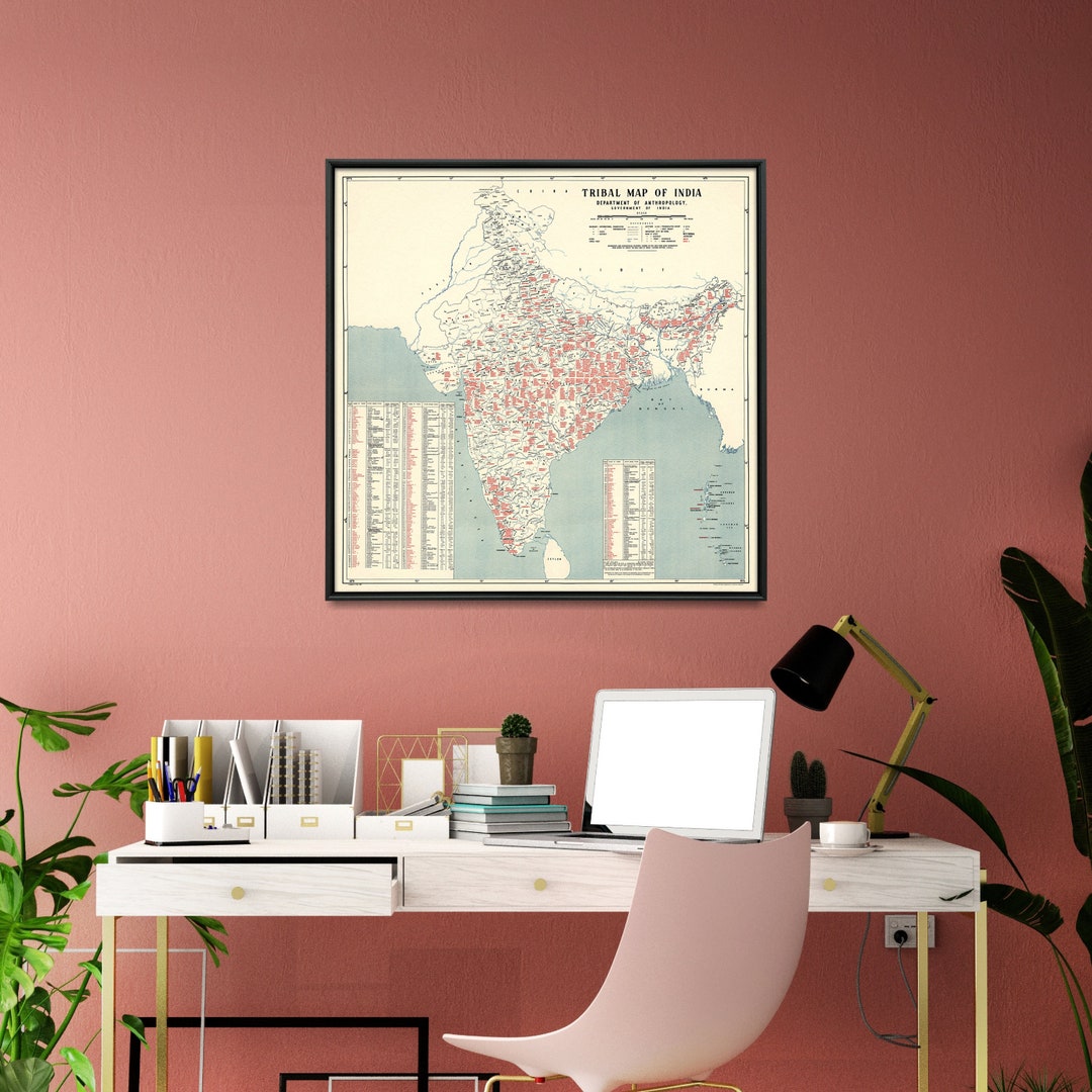 Tribal Map of India Vintage Map Print India Home Decor Wall - Etsy
