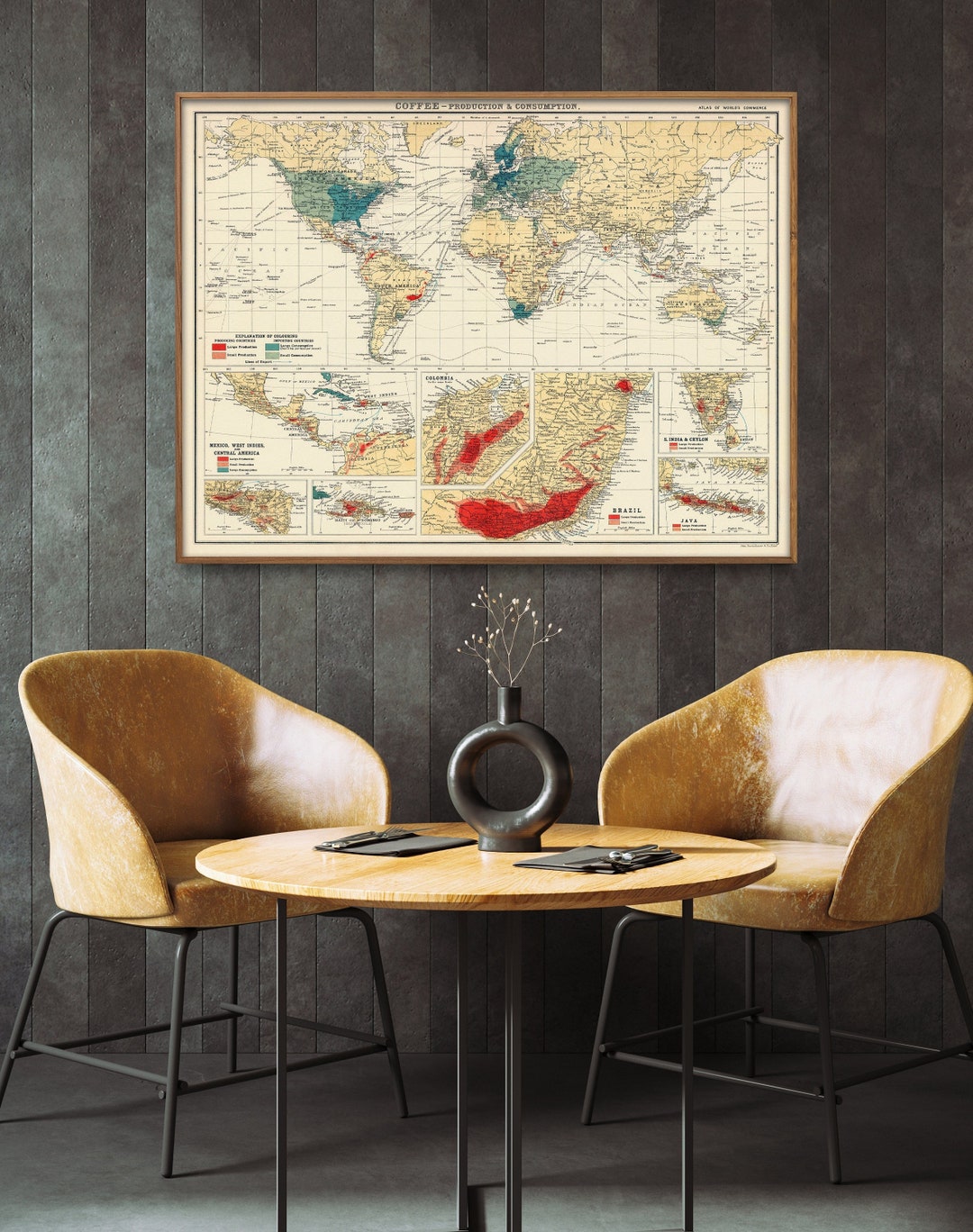 Coffee Growing Countries Map Vintage Coffee Map of the World Large ...
