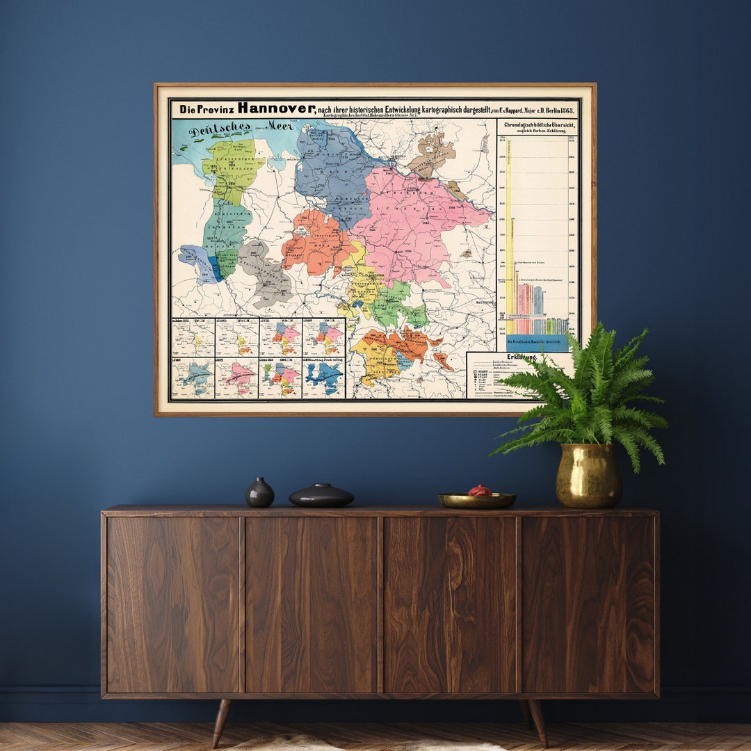 Germany: Hanover Province - Vintage Map Print, Historical Chart Poster ...