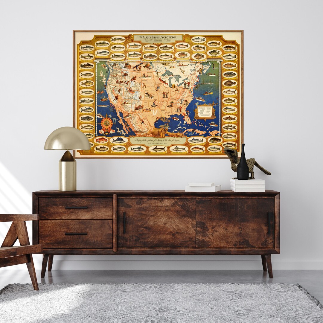 Game Fish Cyclopedia: for American Sportsmen - Vintage Fishing Map ...