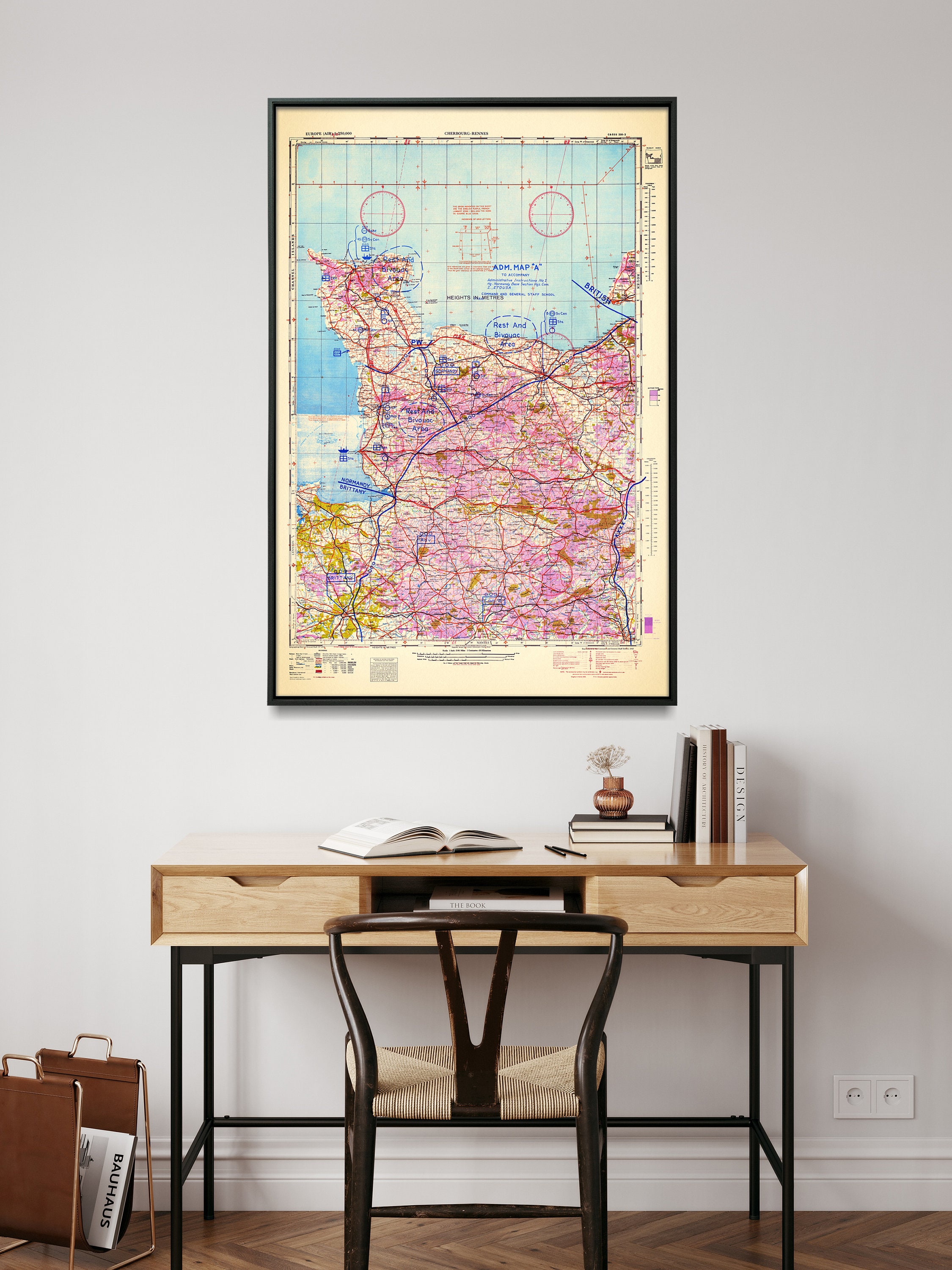Normandy Campaign: D Day Aftermath - Vintage WW2 Map Print, Military ...