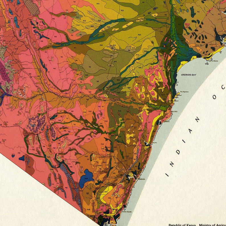 Kenya Map Soil Map of Kenya Geologic Map Kenya Art Gift - Etsy Canada