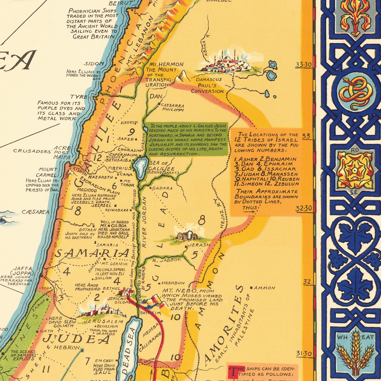 Holy Land Map Bible Pictorial Map Holy Land Gifts Pictorial - Etsy