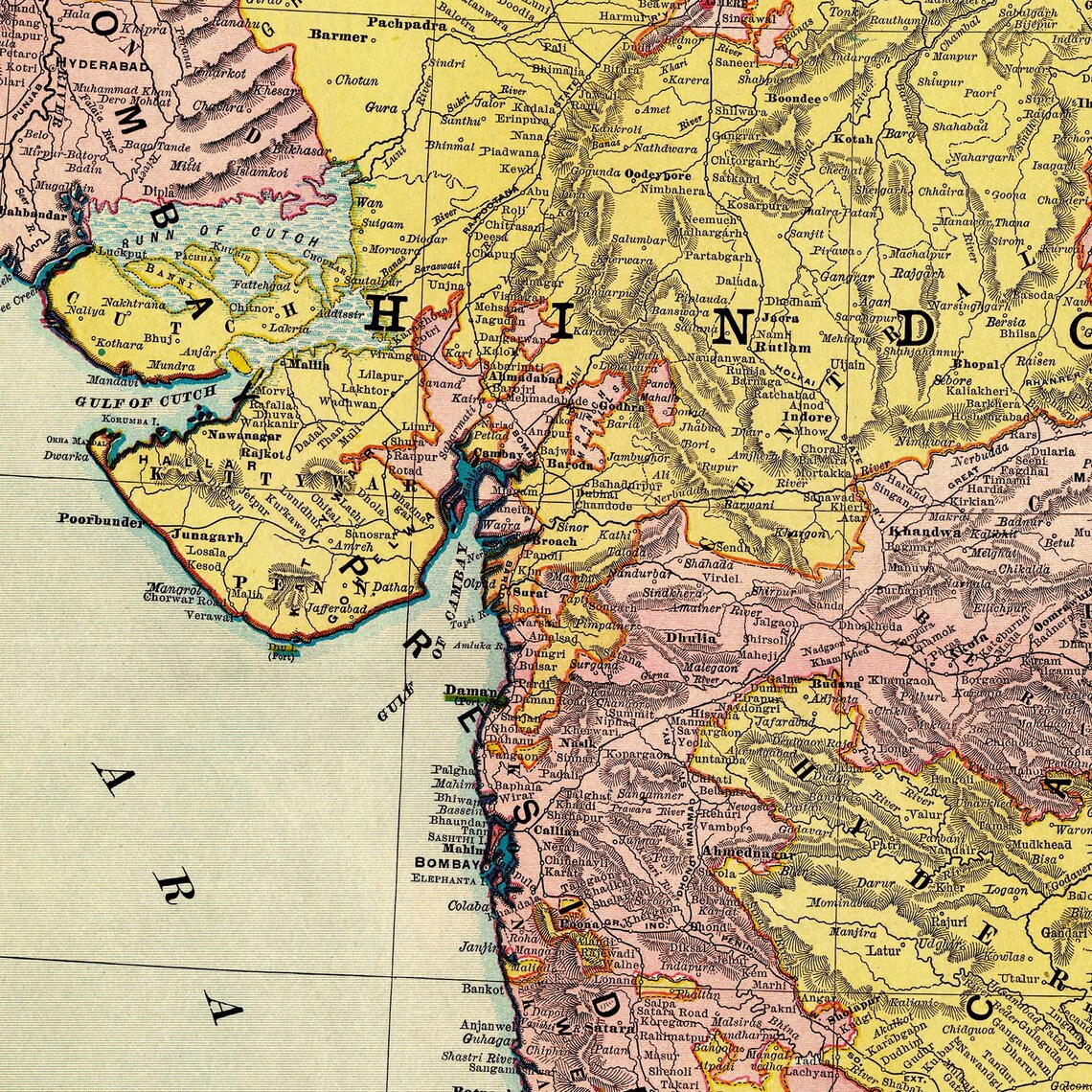 Old Map of India Vintage India Map India Poster Decor - Etsy