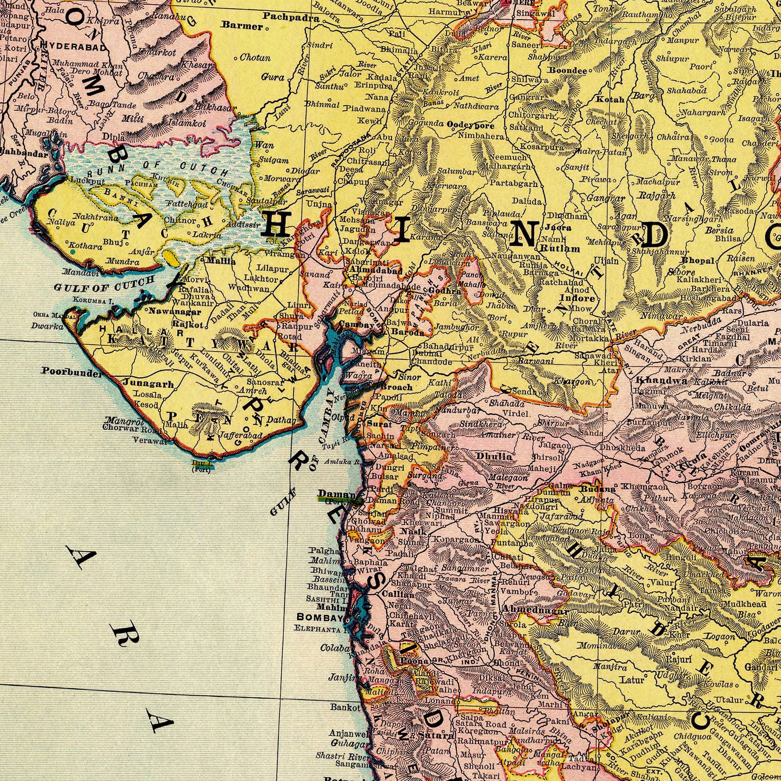 Old Map of India Vintage India Map India Poster Decor - Etsy