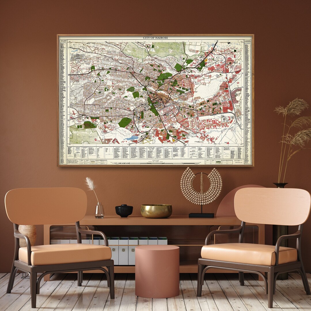 Nairobi Vintage Map Print, Nairobi Poster Print, Old Map of Nairobi ...