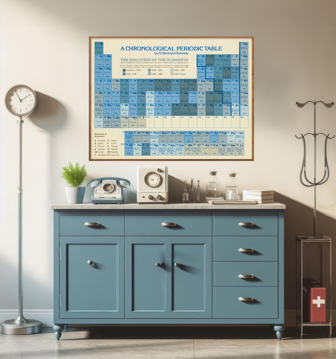 Chronological Periodic Table of the Elements, Vintage Chemistry Poster ...