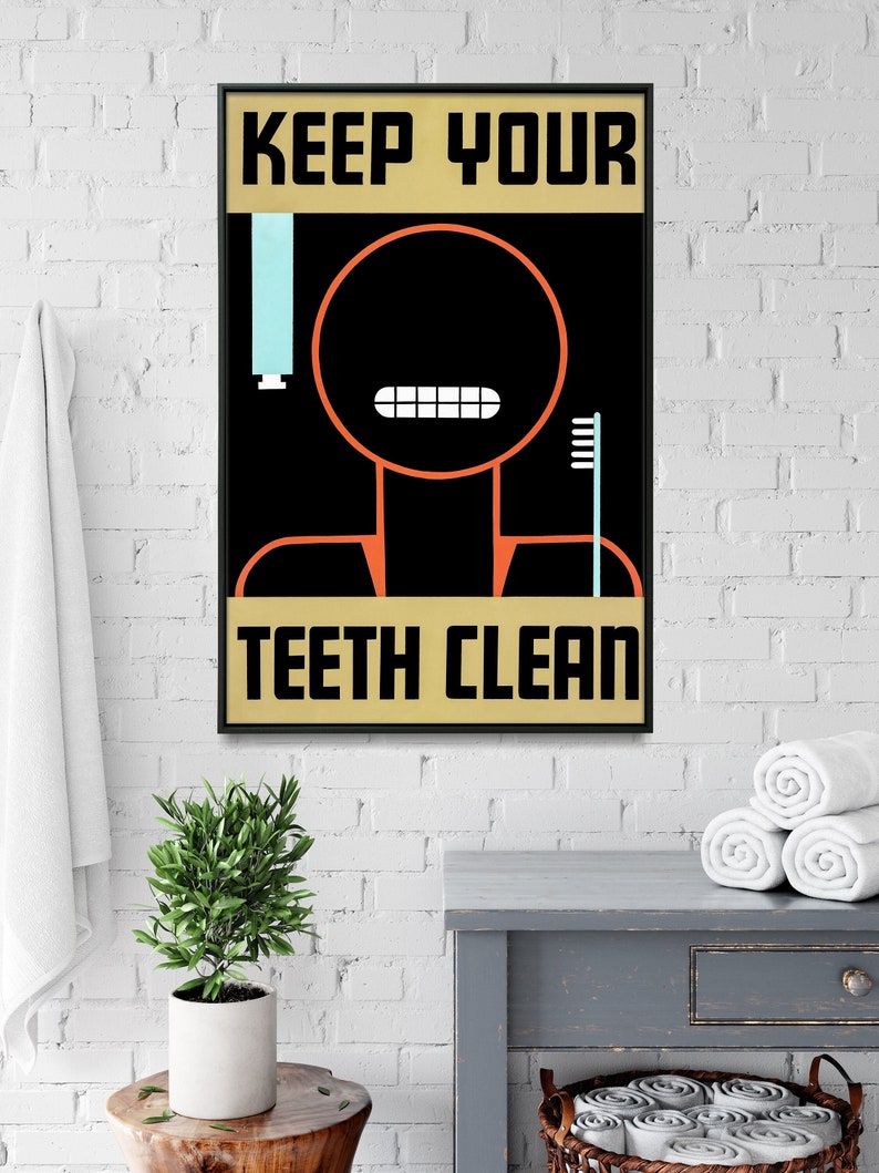 Keep Your Teeth Clean Vintage Poster Print Bathroom Wall | Etsy