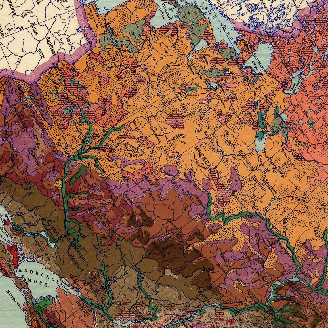 Geological Map of USSR Geologic Soviet Union Map CCCP Map - Etsy