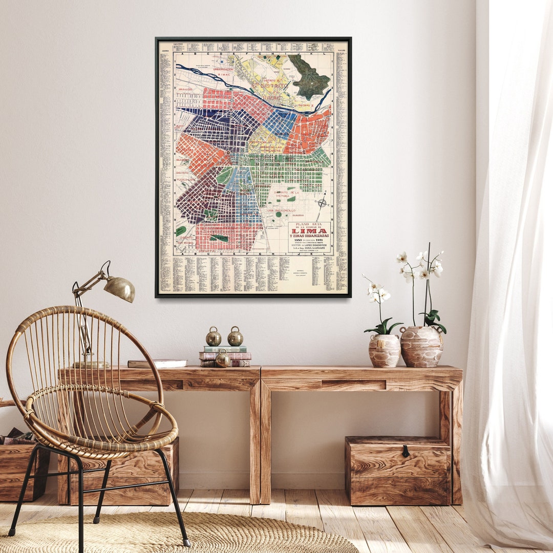 Lima, Peru Vintage Map Print| Peruvian Wall Art Home Gift| Lima City ...