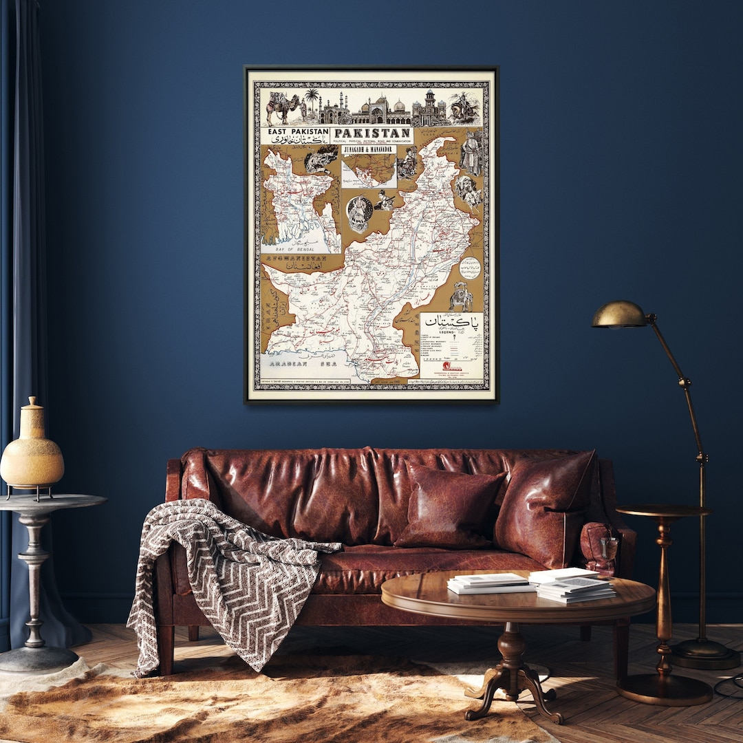 Old Map of Pakistan| Vintage Pakistan Map| Pakistan Gift, Print, Wall ...