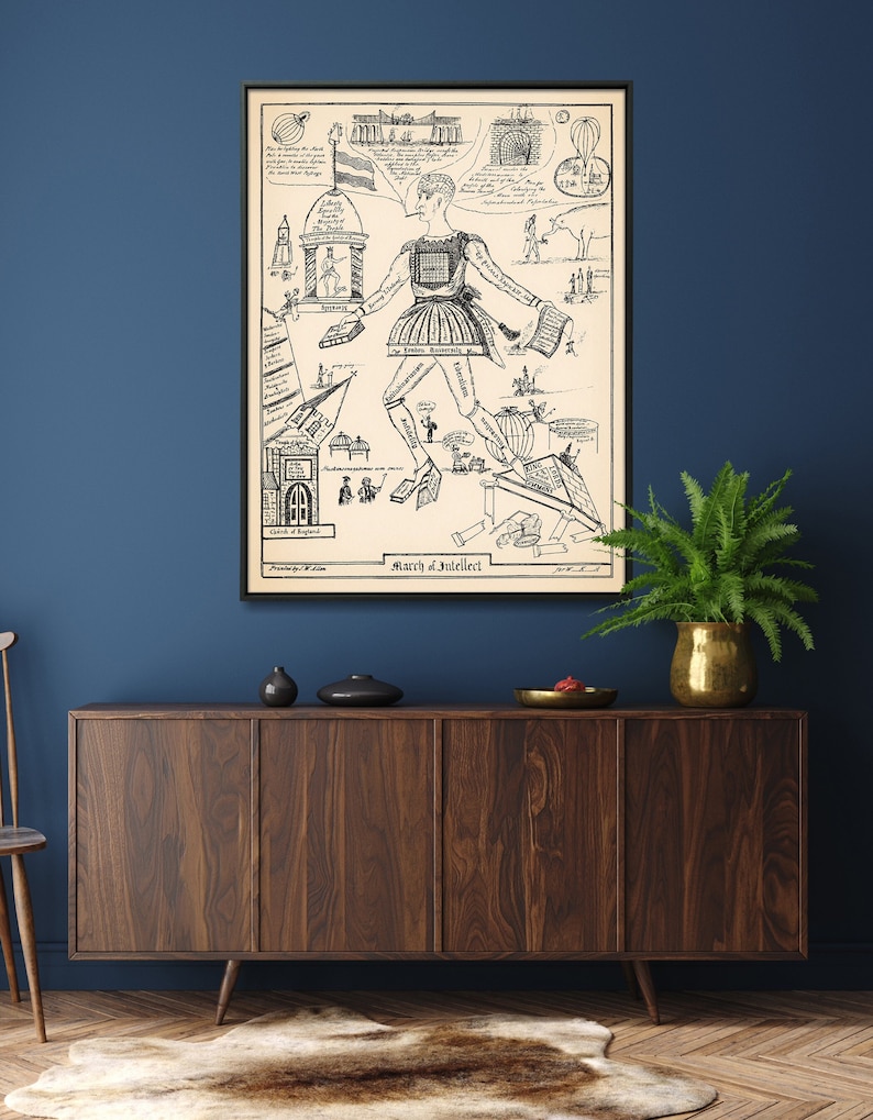 March of Intellect Vintage Chart Print| Political Satire Poster| Wall ...