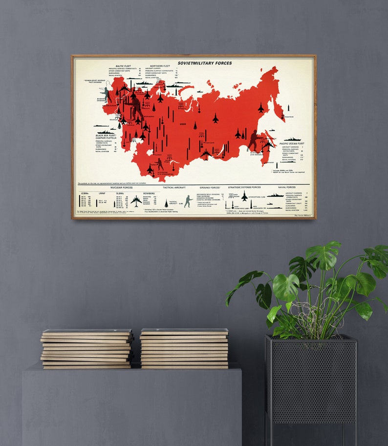 The Soviet Union Vintage Military Map Print USSR Poster Cold - Etsy