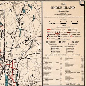 Rhode Island Vintage Map Print, Large Map Poster, Wall Art Home Gift - Etsy