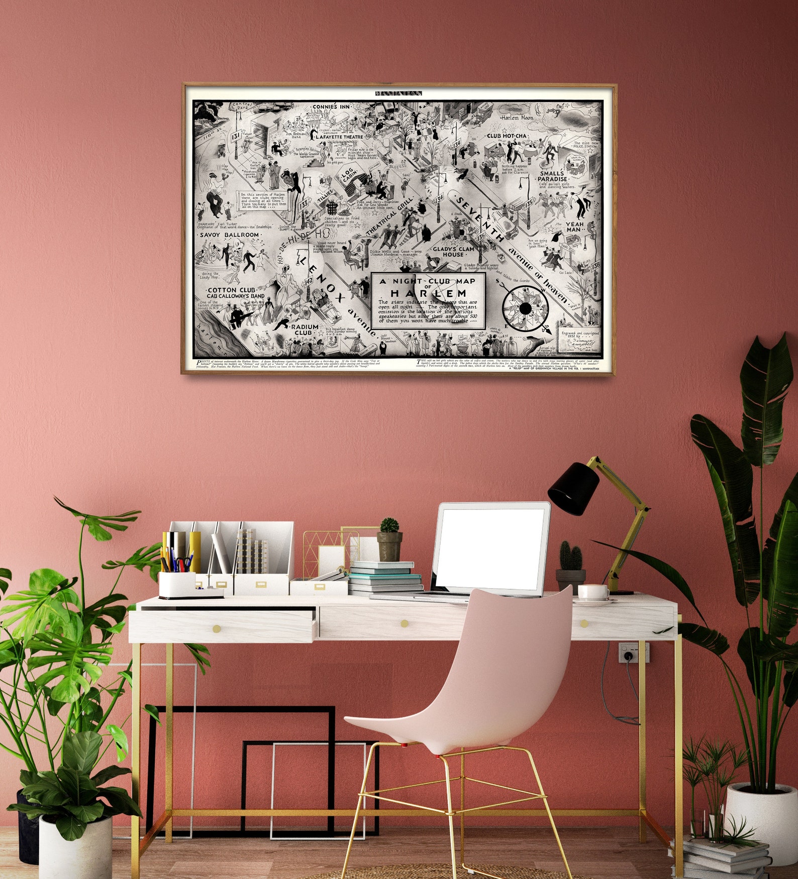 Harlem Night Clubs Map Old Harlem Map Wall Art Vintage Map | Etsy