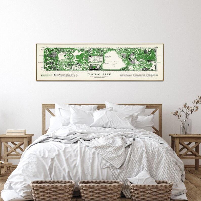 Central Park Map New York City Long Narrow Wall Art NY | Etsy
