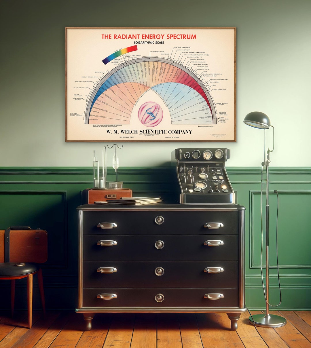 Radiant Energy Spectrum - Vintage Chart Print, Scientific Diagram ...