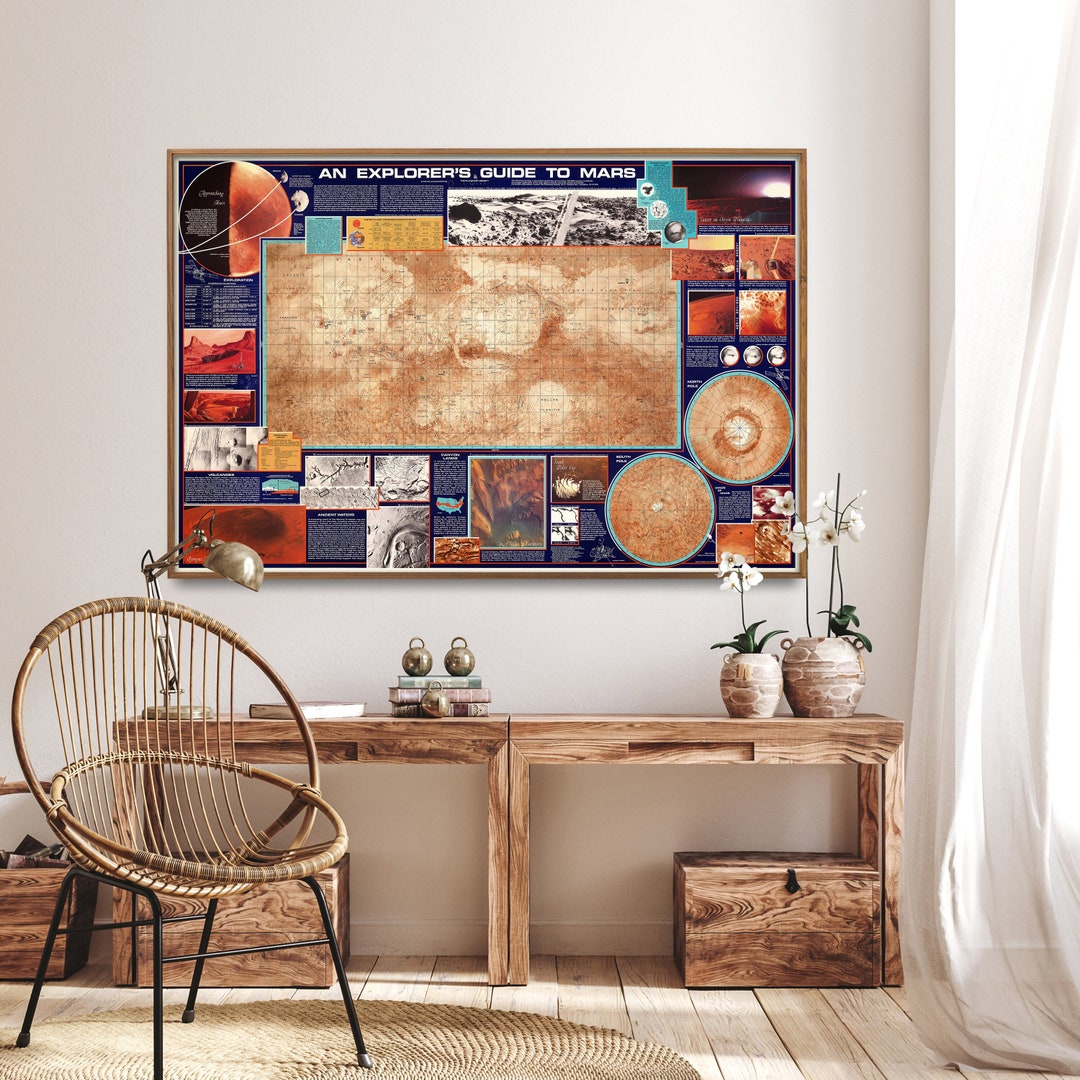 NASA Vintage Mars Chart Print Mars Map Poster Martian - Etsy