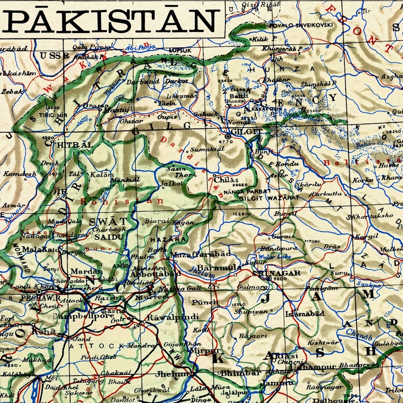 Old Map of Pakistan Pakistan Gift Pakistan Home Wall Art - Etsy