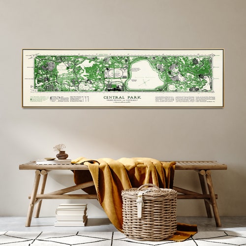 Central Park Map New York City Long Narrow Wall Art NY - Etsy