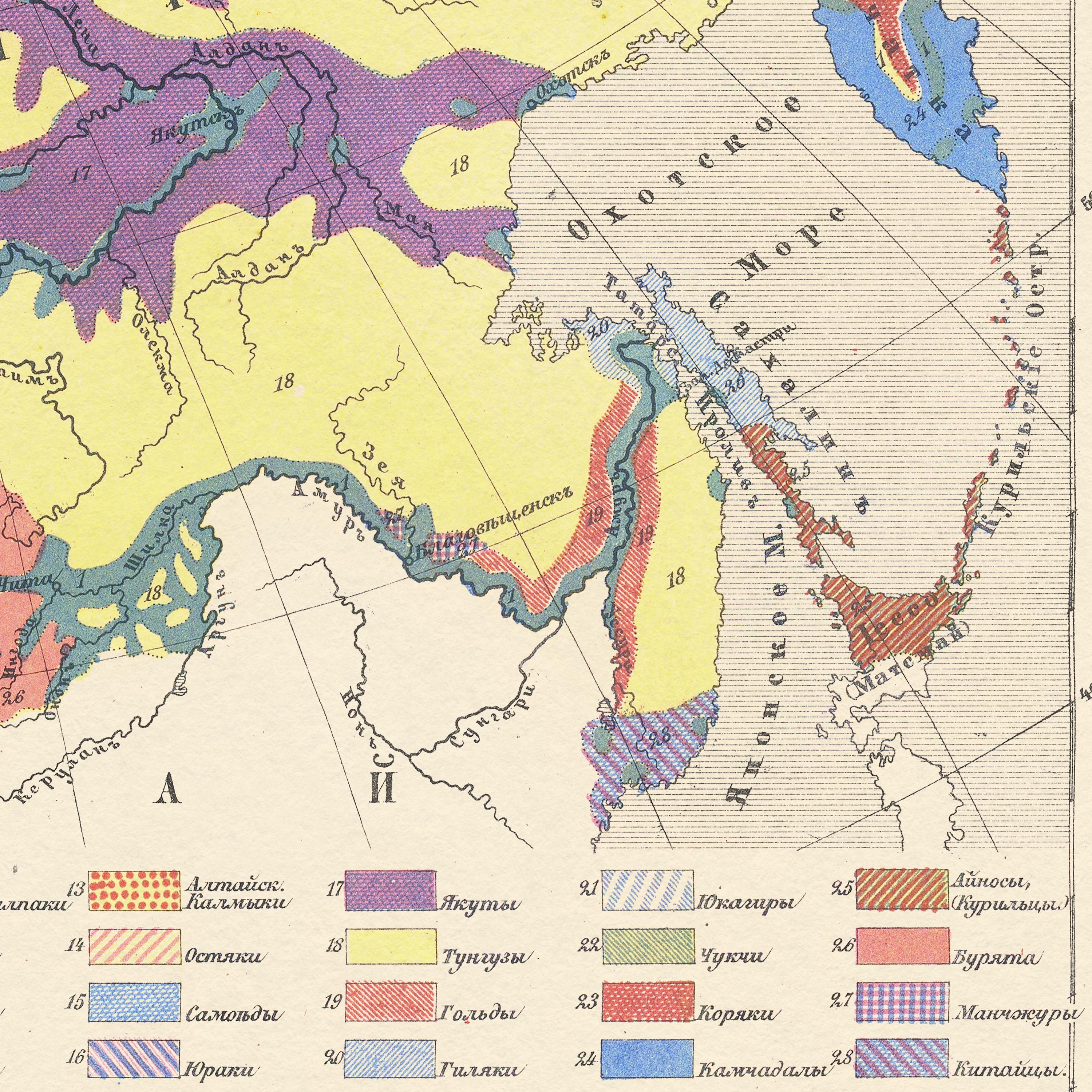 Ethnographic Map of Siberia and Turkestan - Vintage Russian Map Print ...