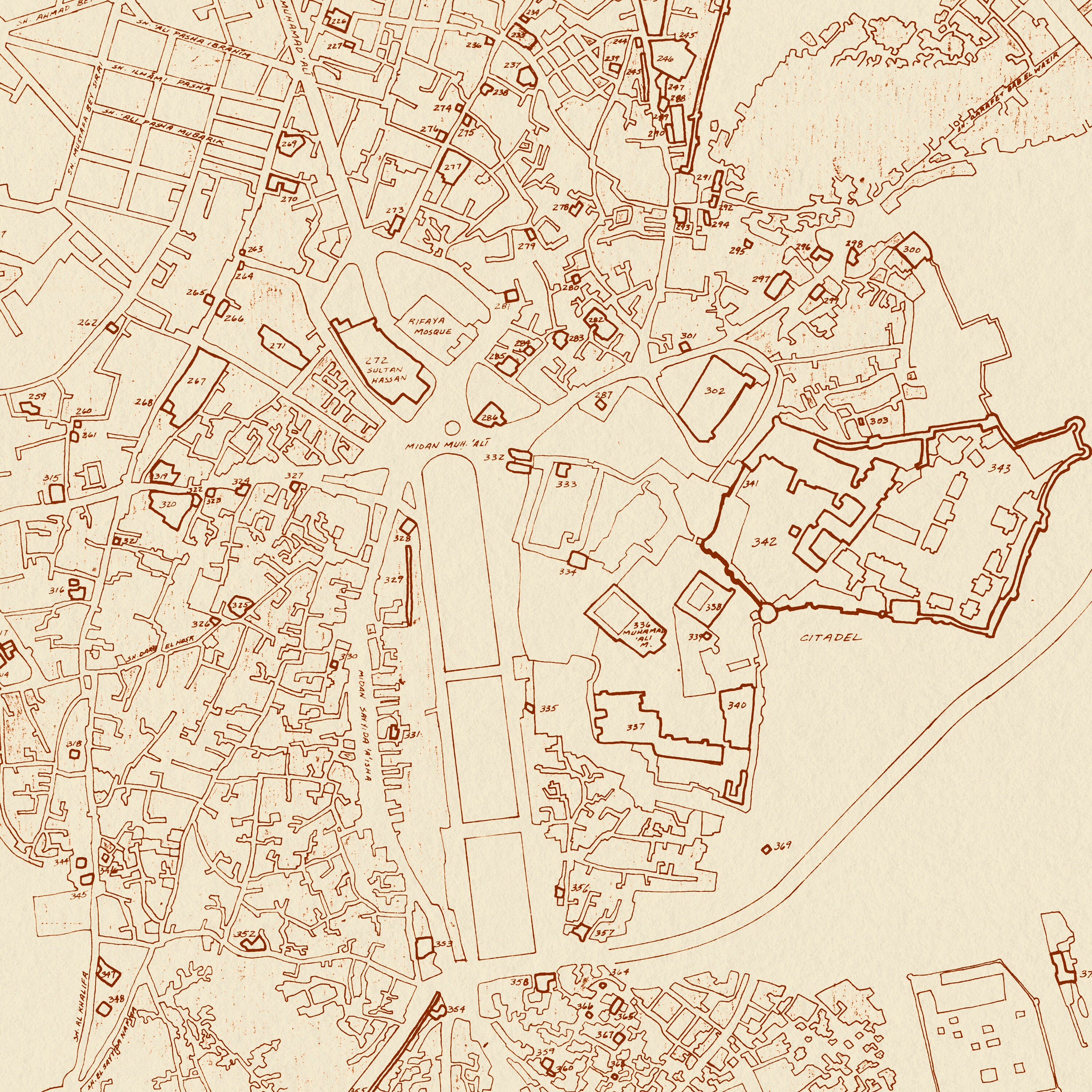 Cairo Islamic Monuments Vintage Map Art Print: Egypt Muslim Home Decor ...