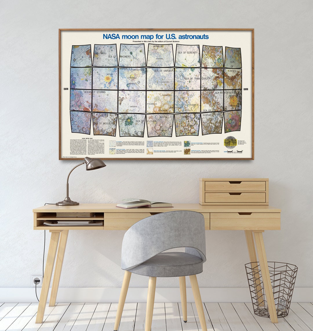 NASA Moon Map for US Astronauts Vintage Print Moon Map Wall Art NASA ...