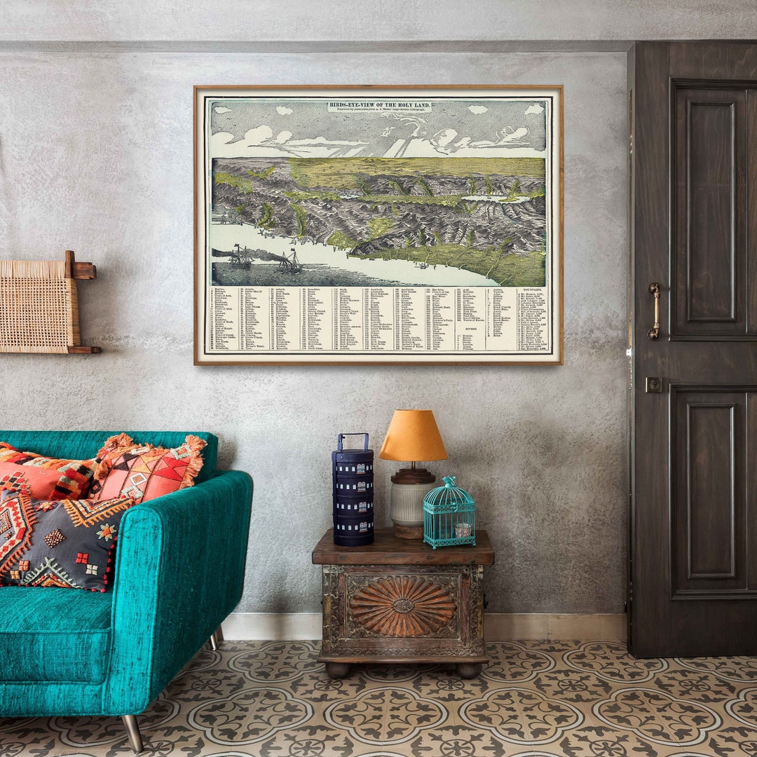 Birds Eye View of the Holy Land| Ancient Judea Map Print| Christian Art ...