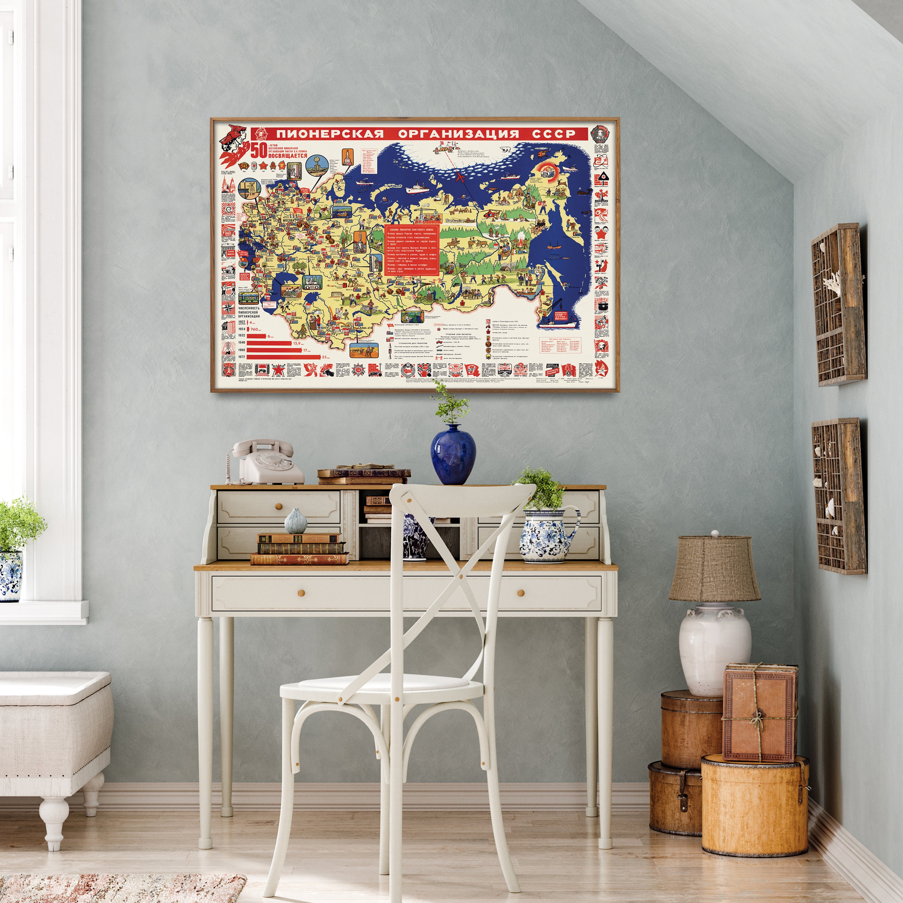 Pioneers of Soviet Union Organisation Map Poster Vintage Ussr - Etsy