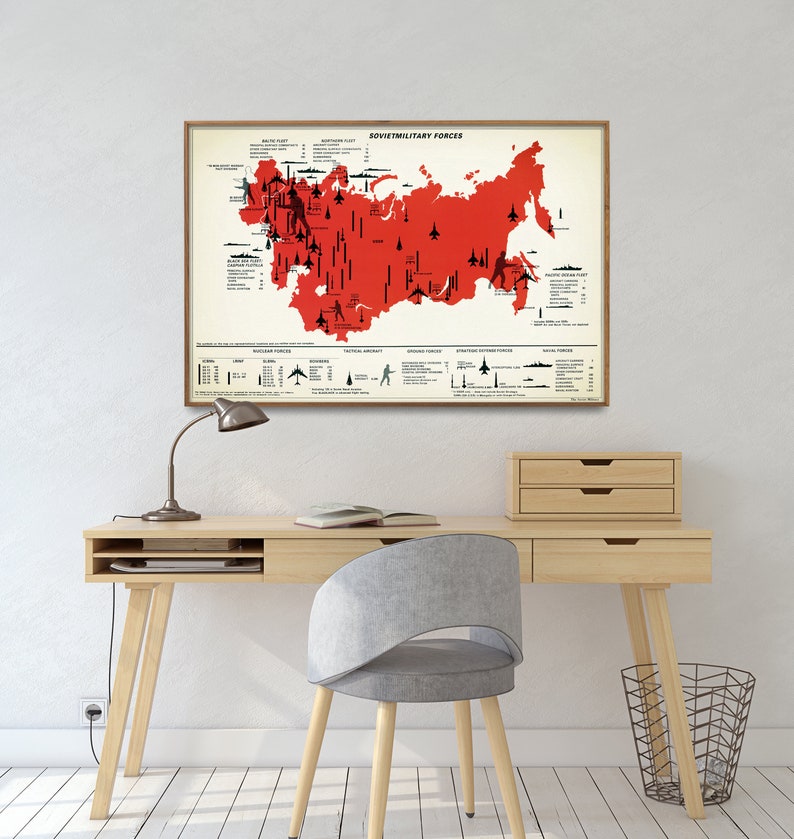 The Soviet Union Vintage Military Map Print USSR Poster Cold - Etsy