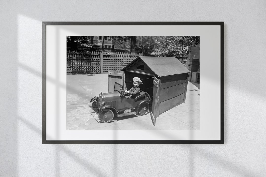 Joy Ride: Kid is Taking the Car Out for A Spin - Black & White ...
