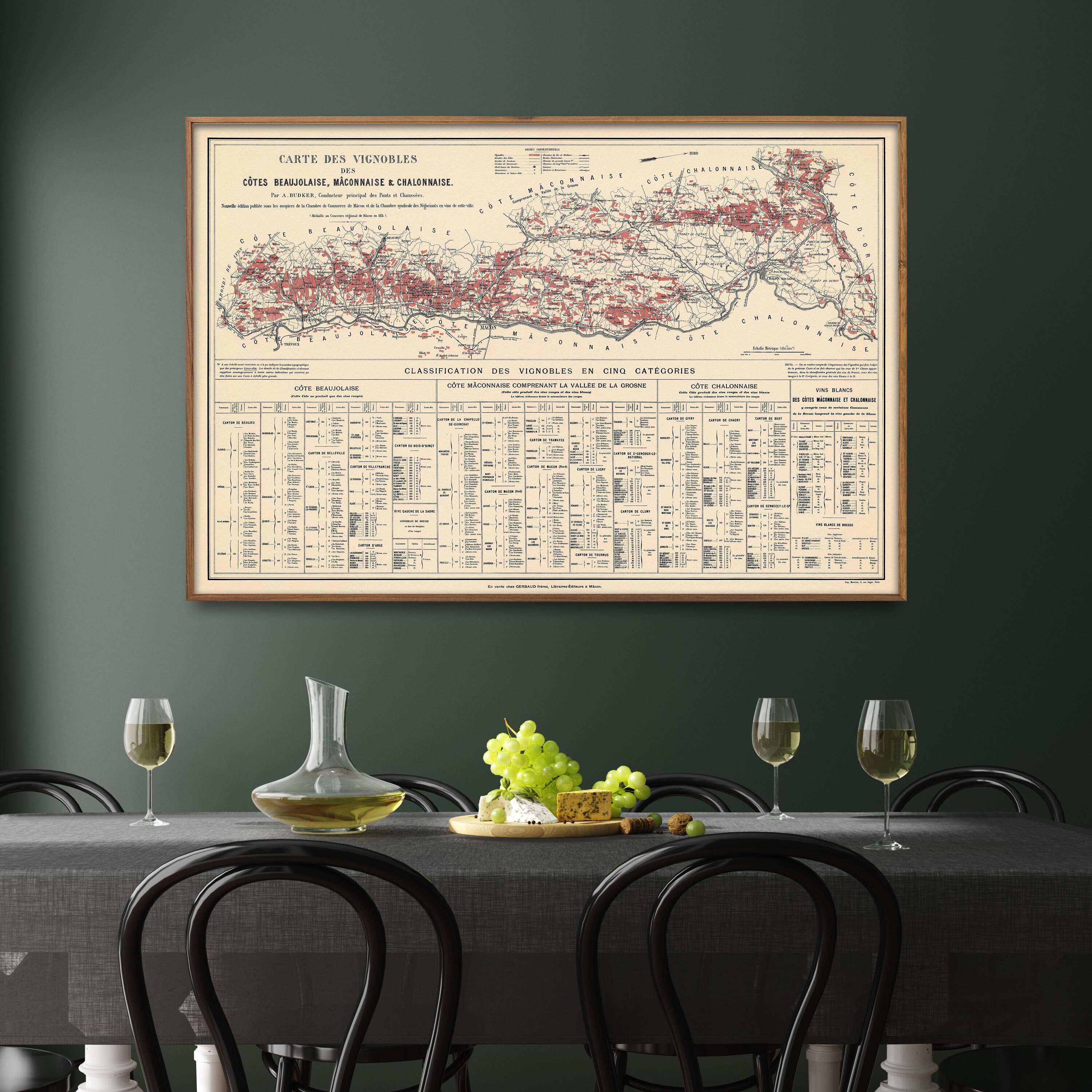 Wine Map of Beaujolais Maconnais Et Chalonnais Bourgogne - Etsy
