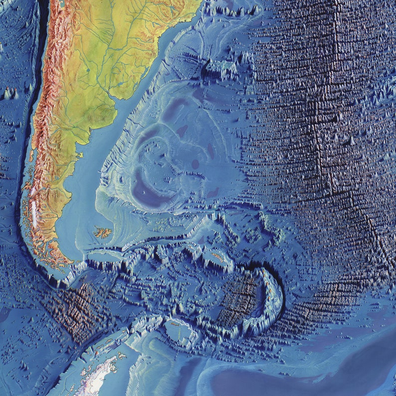 World Ocean Floor Map Large World Map Ocean Wall Art Ocean - Etsy