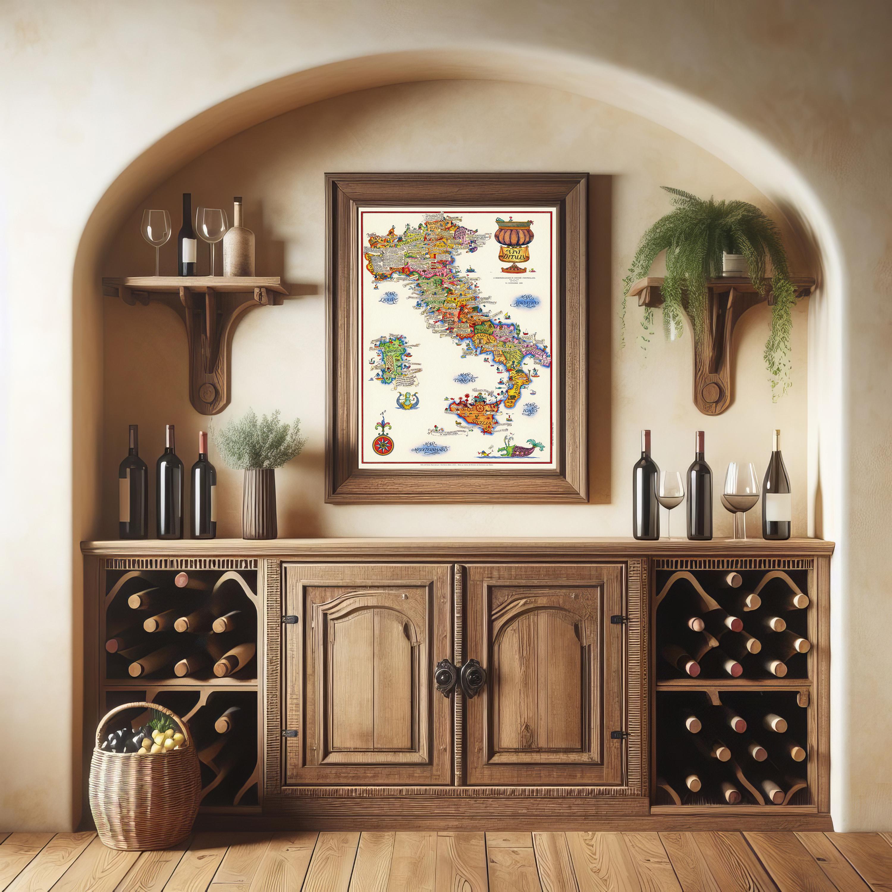 Vintage Italy Wine Map Print: Pictorial Wall Art - Etsy