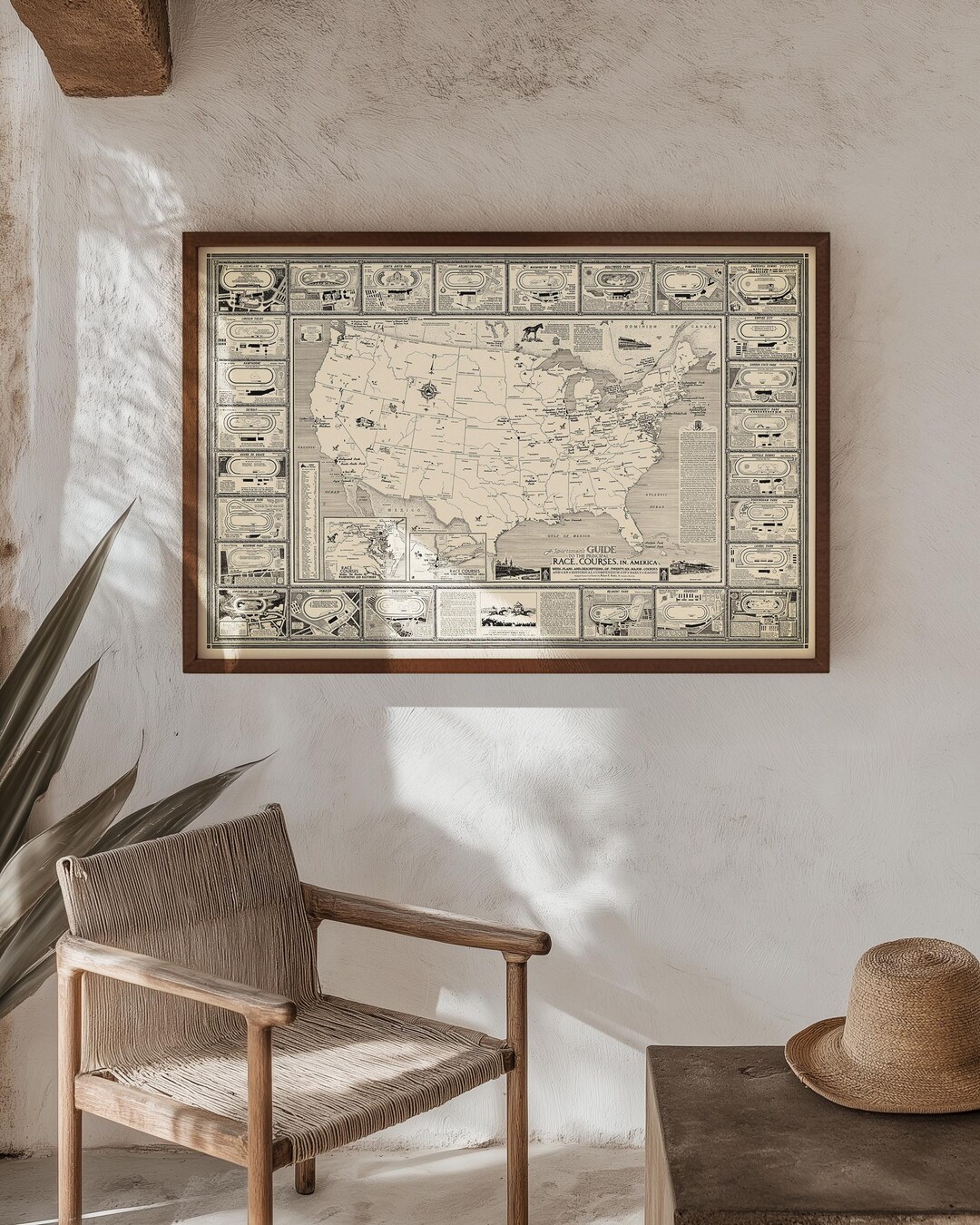 Vintage American Race Courses Chart - 1944 Horse Racing Wall Art Print ...