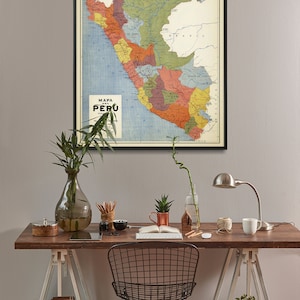 Peru Vintage Map Print| Old Map of Peru| Peruvian Home Decor| Peru Map ...