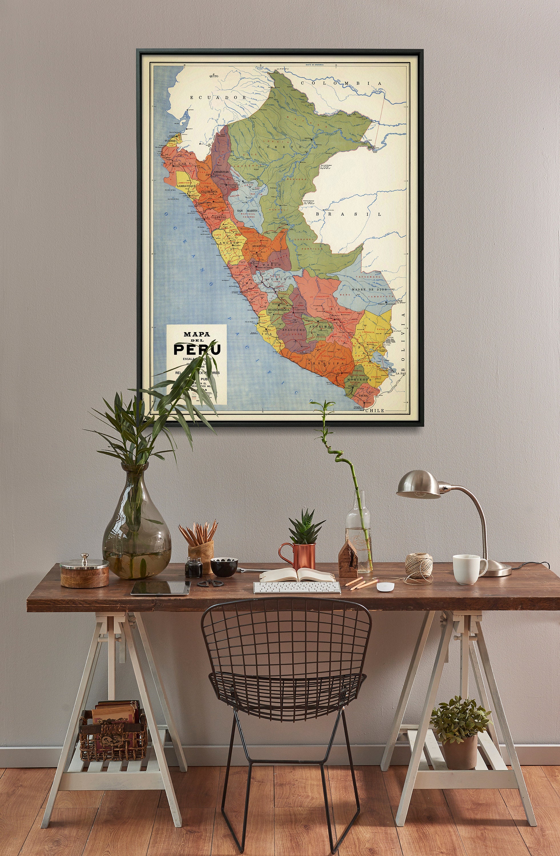 Peru Vintage Map Print Old Map of Peru Peruvian Home Decor - Etsy