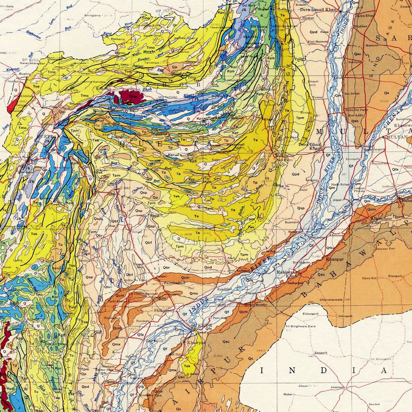 Geological Map of Pakistan Geologic Pakistan Map Geology - Etsy