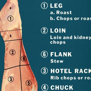 Lamb Cuts Chart - Vintage Diagram Print, Kitchen Poster, Meat Shop Wall ...