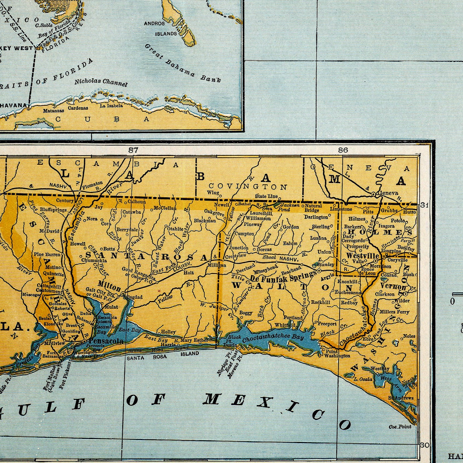 Old Map of Florida Florida Map Print Florida Wall Art - Etsy