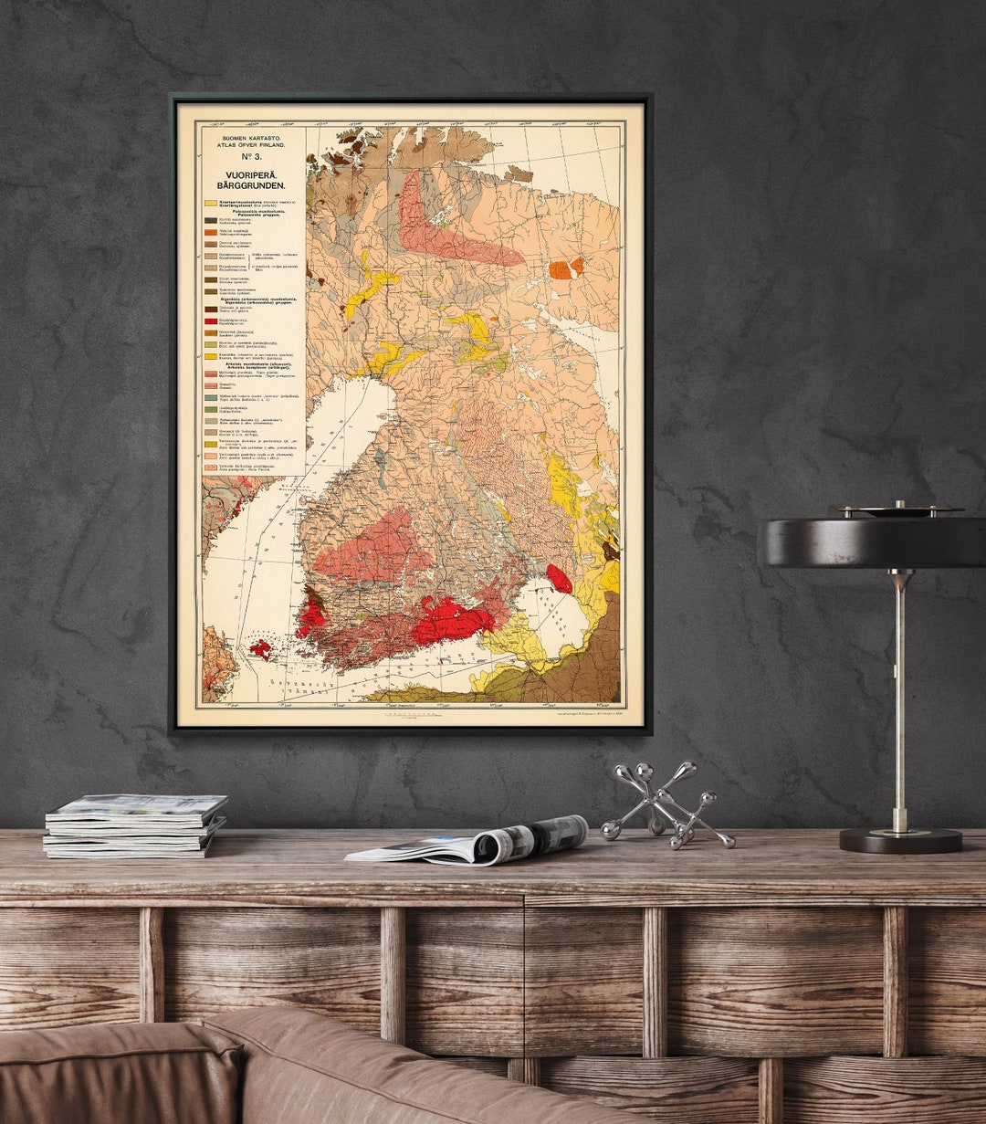 Finland Vintage Geological Map Print| Geology Map Poster| Geologist ...